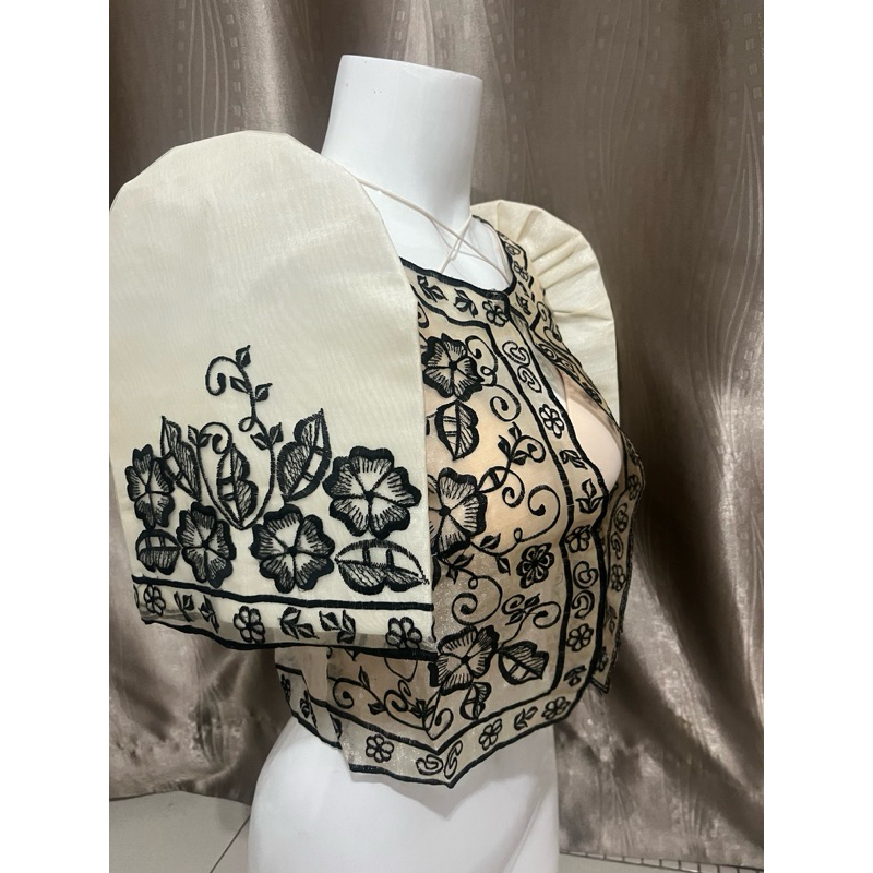 Filipiniana Modern Bolero Blouse with Black embroidery(inner not ...