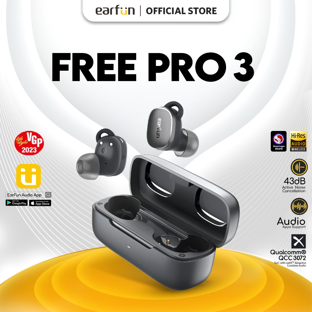 EarFun Free Pro 3 Hybrid Noise Cancelling True Wireless Bluetooth ...