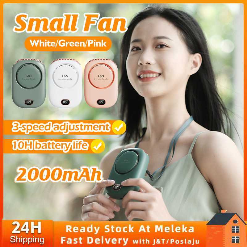 Mini USB Fan Portable Neck Fan Air Cooler Kipas With LED Display ...