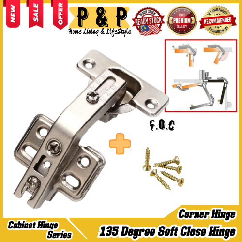 135 Degree Corner Hinge Cabinet Door Hinge Pintu Dapur | Shopee Singapore