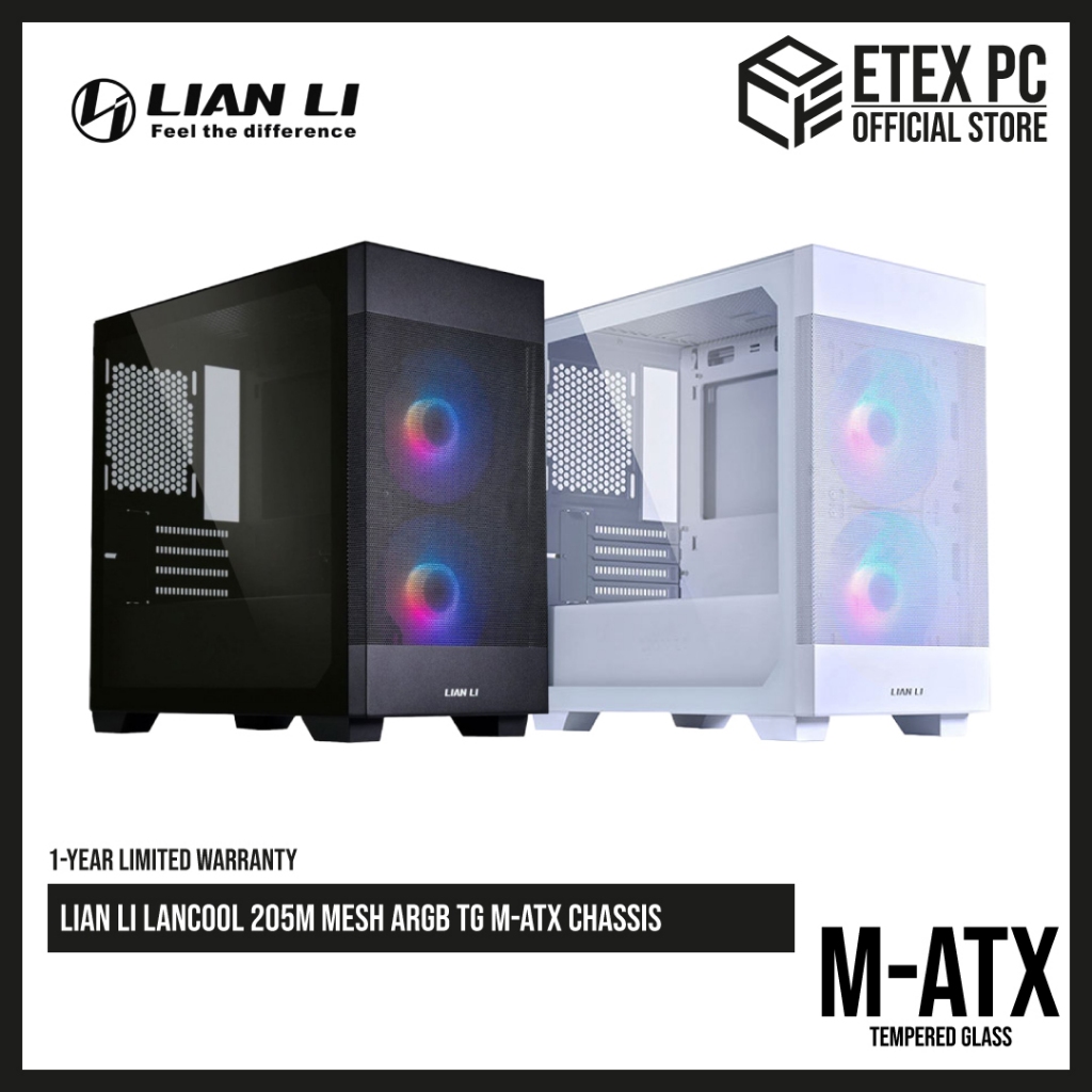 LIAN LI LANCOOL 205M Mesh ARGB TG mATX Chassis - Black / Snow | Shopee ...