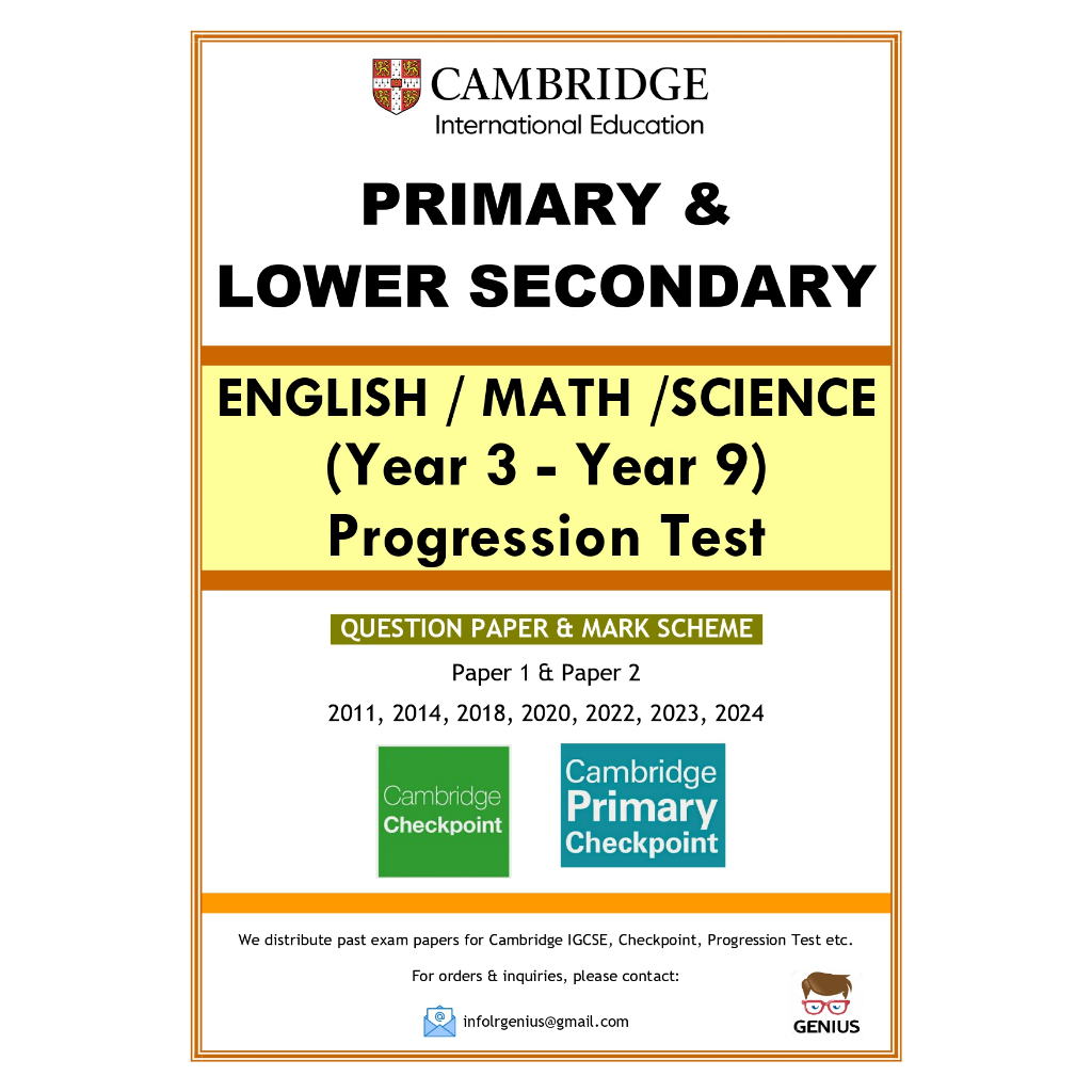 Cambridge Progression Test Papers Year 3, 4, 5, 6, 7, 8, 9 English ...