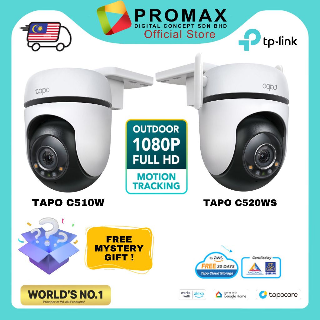 TP-Link Tapo C510W / C520WS Outdoor Home Pan/Tilt Security Camera Wi-Fi ...