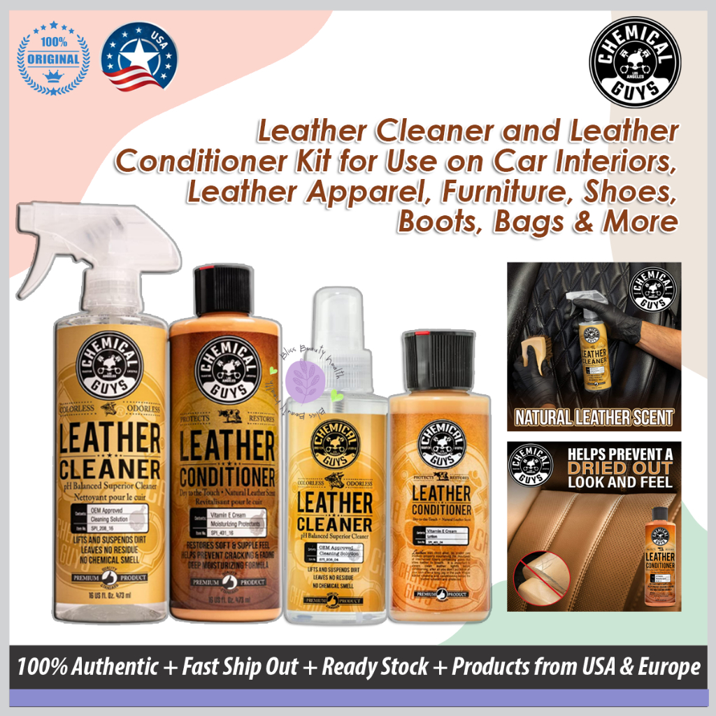 Chemical Guys Leather Cleaner and Leather Conditioner Kit for Use on ...