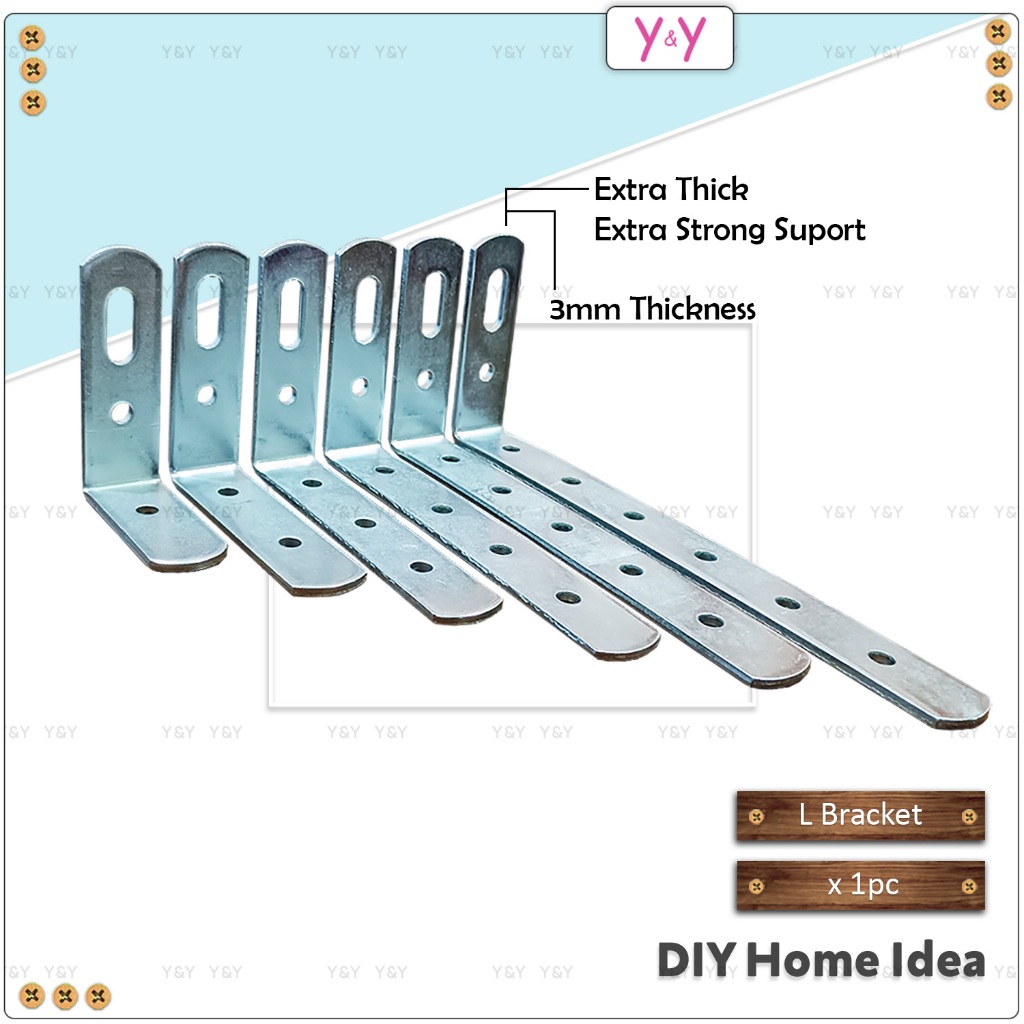 Y&Y Eco Extra Thick Steel Metal Angle L Bracket / Wall Shelf / L Join ...