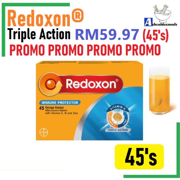 (EXP07/25)REDOXON Triple Action Vitamin C, D & Zinc Orange Effervescent ...