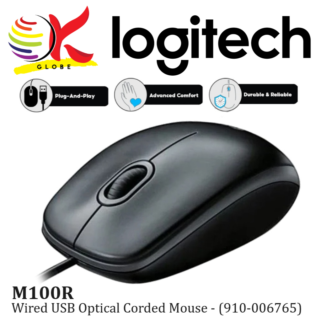 LOGITECH M100R WIRED MOUSE WITH FULL-SIZE COMFORT / OPTICAL COREDED ...