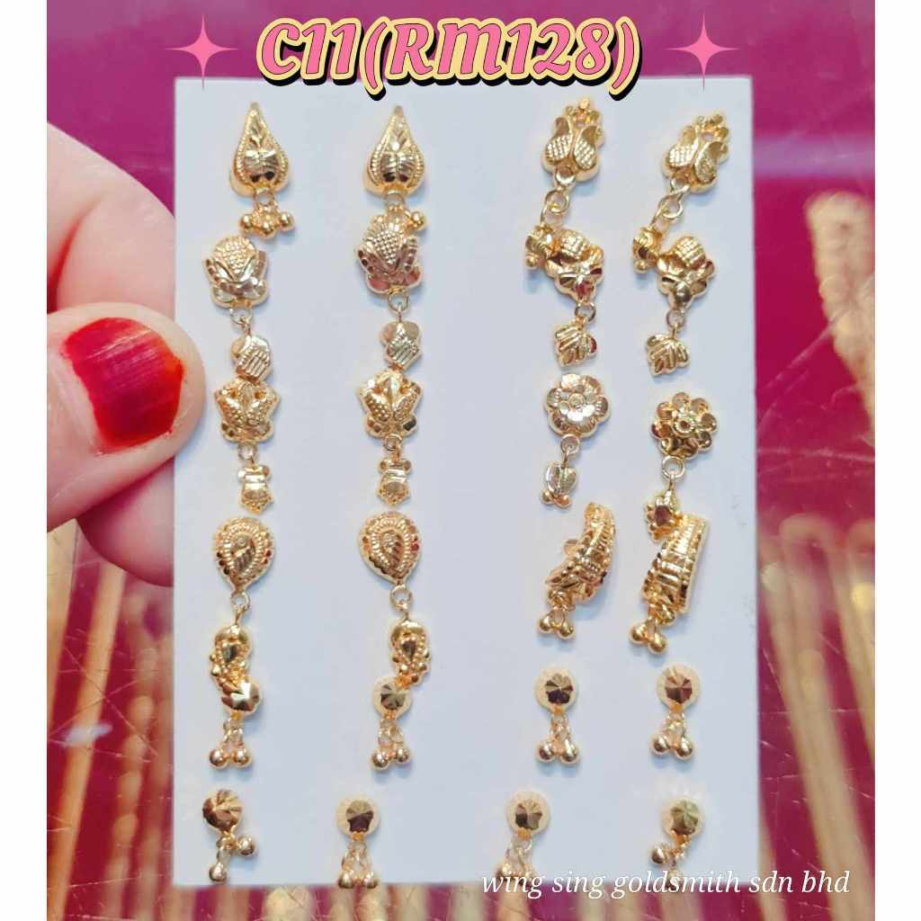 Wing Sing Gold 1PCS Full Gold Nose Stud / Mukuthi / Subang Hidung ...