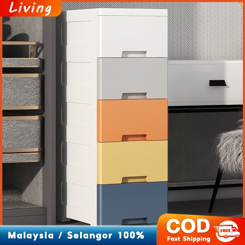 Slim Plastic Rak Baju Multilayer Drawer Cabinet Bathroom Cabinet Moving ...