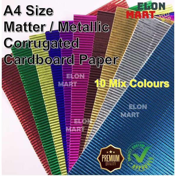 10 Sheets A4 Size Matte / Metallic Corrugated Cardboard Board Paper DIY ...