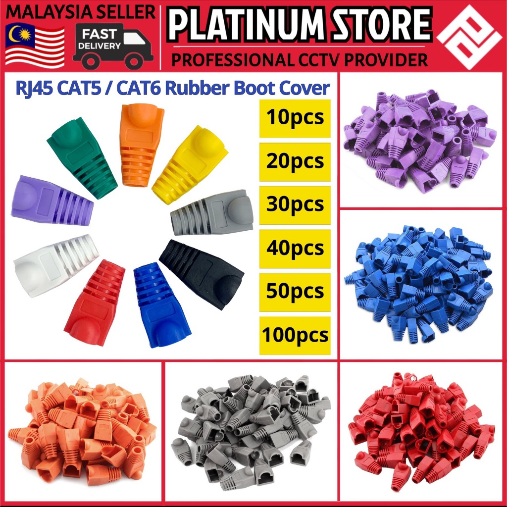 RJ45 Rubber Boot Cover Cap CAT5 CAT5E CAT6 CAT6E Network Connector ...