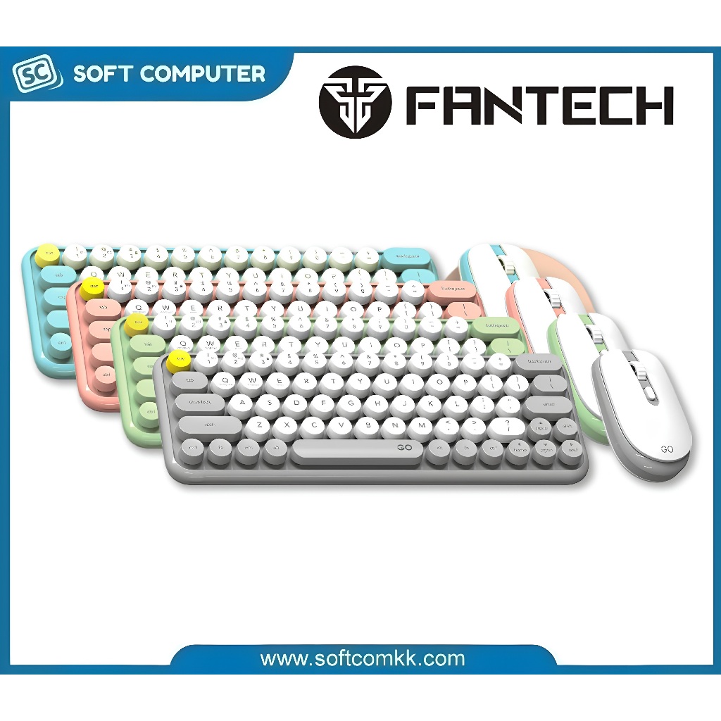 Fantech MOCHI 65Keys WK896 Bluetooth & 2.4 GHz Wireless Keyboard Mouse ...