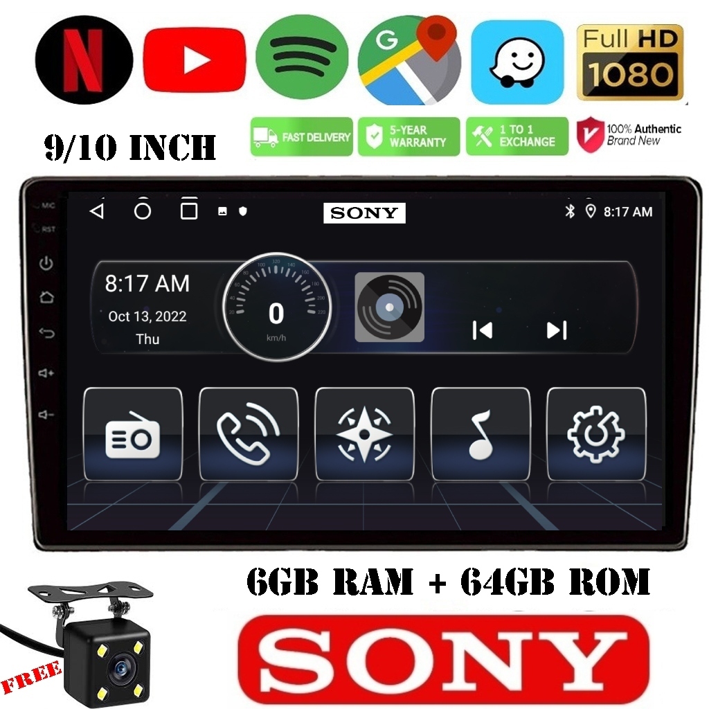 [6GB RAM+64GB ROM] SONY Style Android Player 9"10 inch Quad Core Car ...