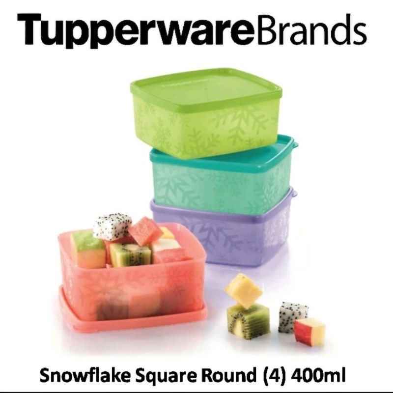 Tupperware Snowflake Square Round 400ml (4pcs) | Shopee Singapore