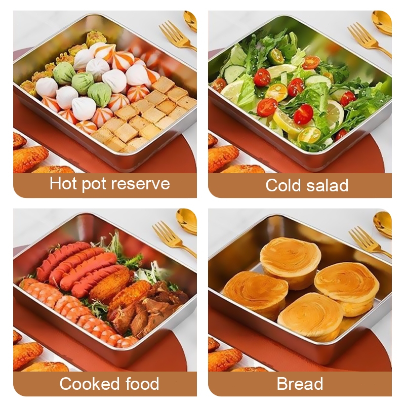 Stainless Steel Metal Food Plate Tray with Lid Storage Box Container ...