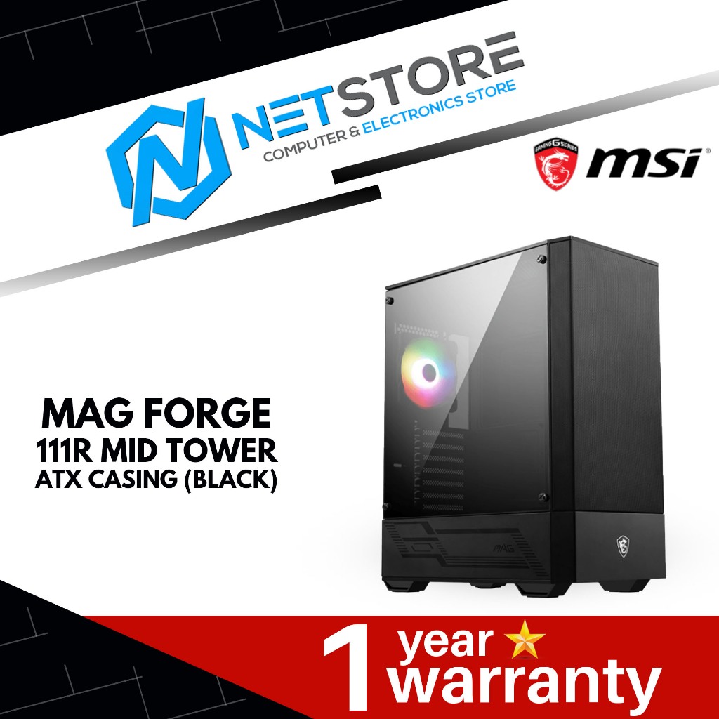 MSI MAG FORGE 111R MID TOWER ATX CASING (BLACK) - FORGE 111R-BK ...