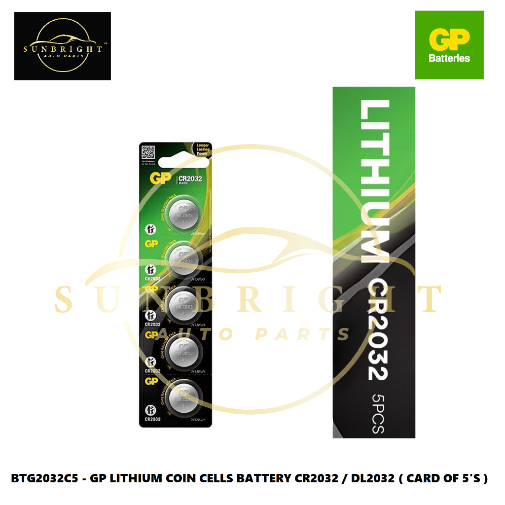 GP LITHIUM COIN CELLS BATTERY CR2032 / DL2032 ( CARD OF 5'S ) | Shopee ...