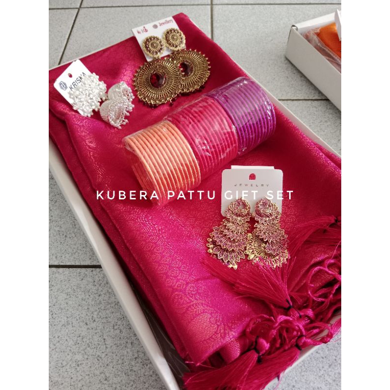 Kubera Pattu Saree set with matching bangles and earrings jhumka engagement set wedding seer set ...