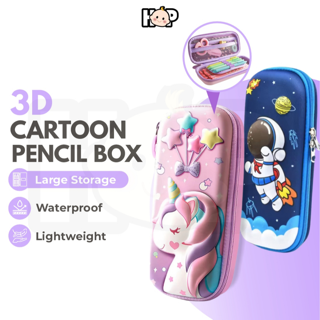 Cartoon 3D Pencil Box Waterproof Pencil Case Kotak Pensil Cartoon ...