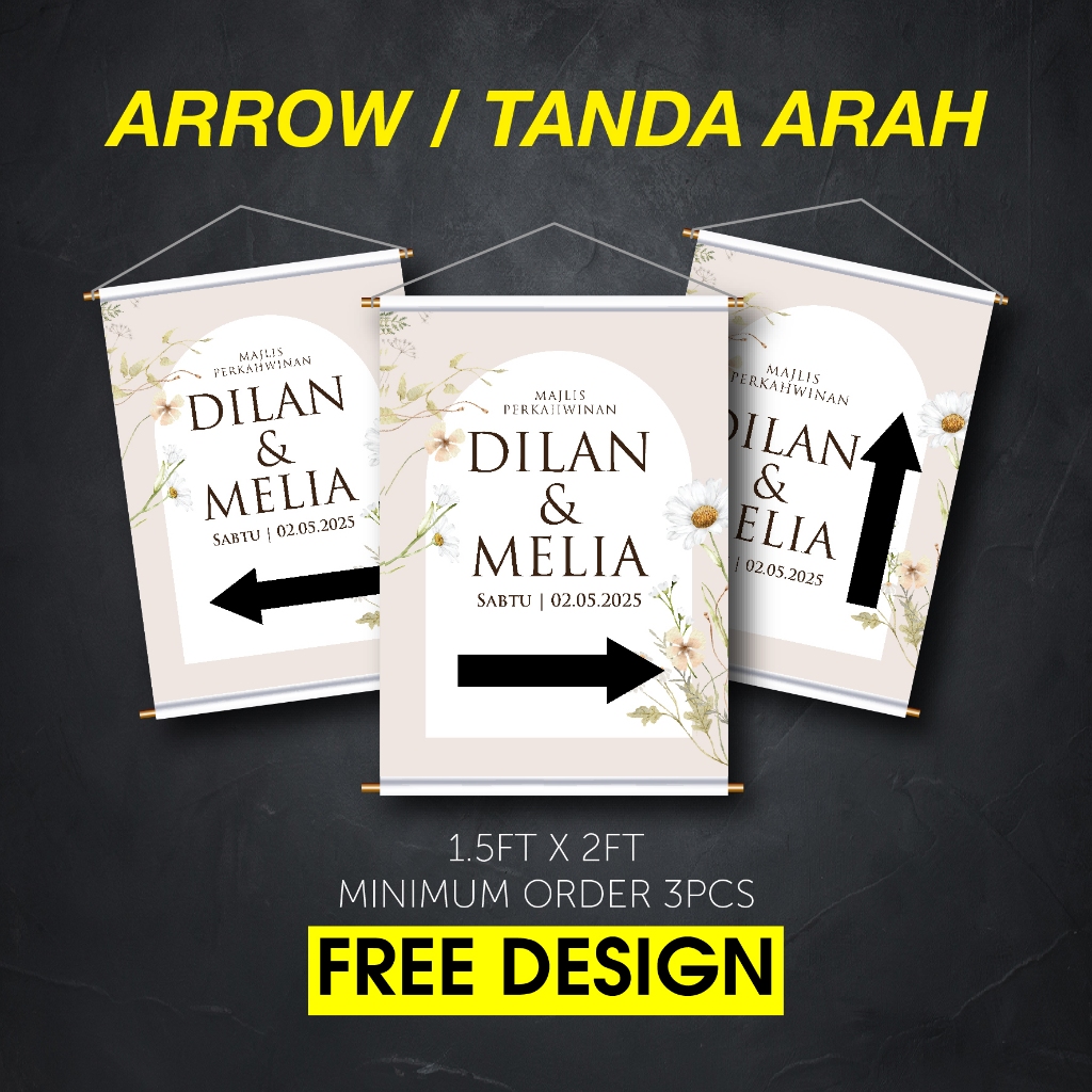 Penanda Arah Kahwin/Bunting Arah/Penanda Arah Majlis/Bunting Arrow ...