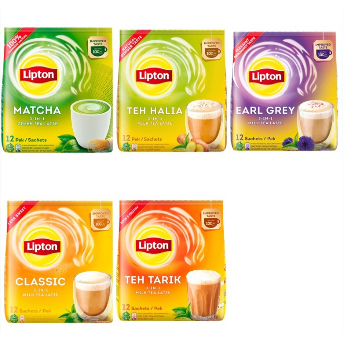 Lipton Milk Tea 3 in 1 Matcha Green Tea Latte / Teh Halia / Classic Tea ...