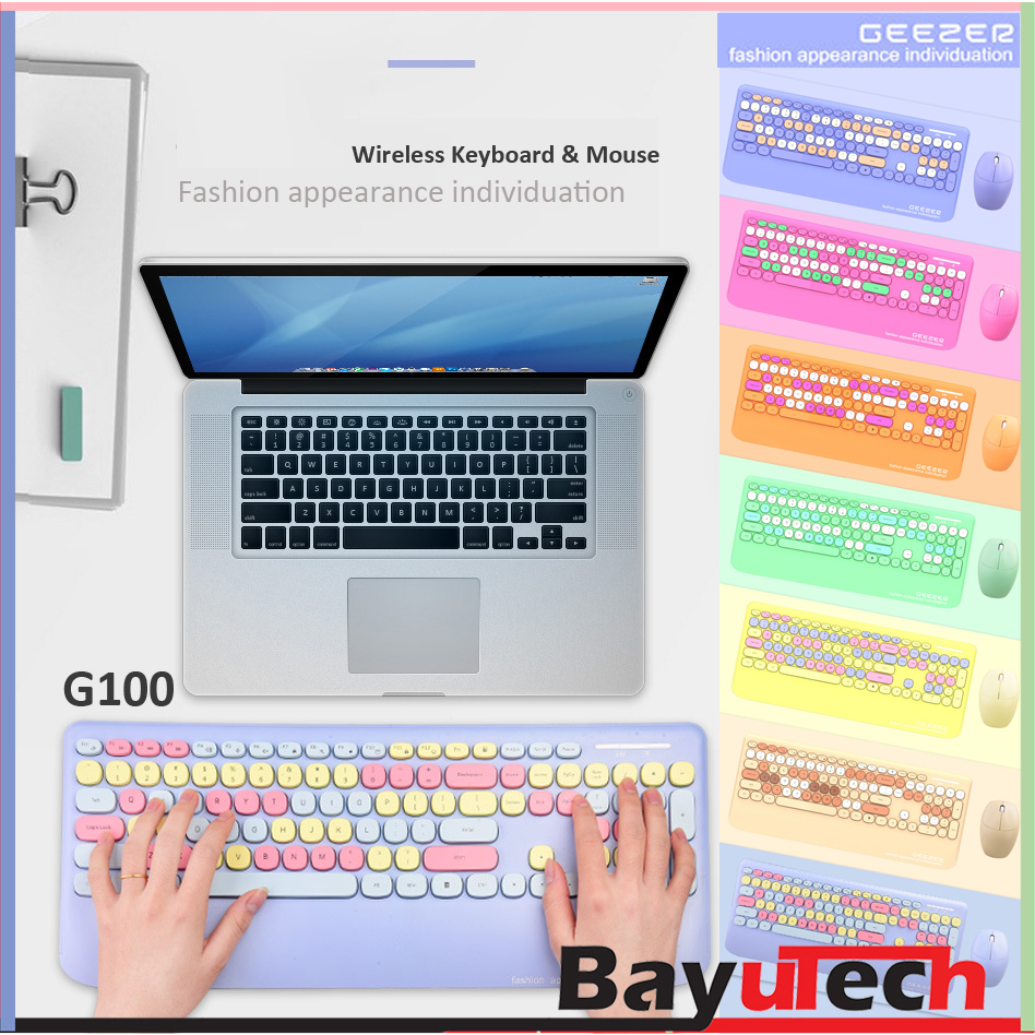 GEEZER G100 / 666 Colorful Wireless Keyboard & Mouse Combo, For Girls ...
