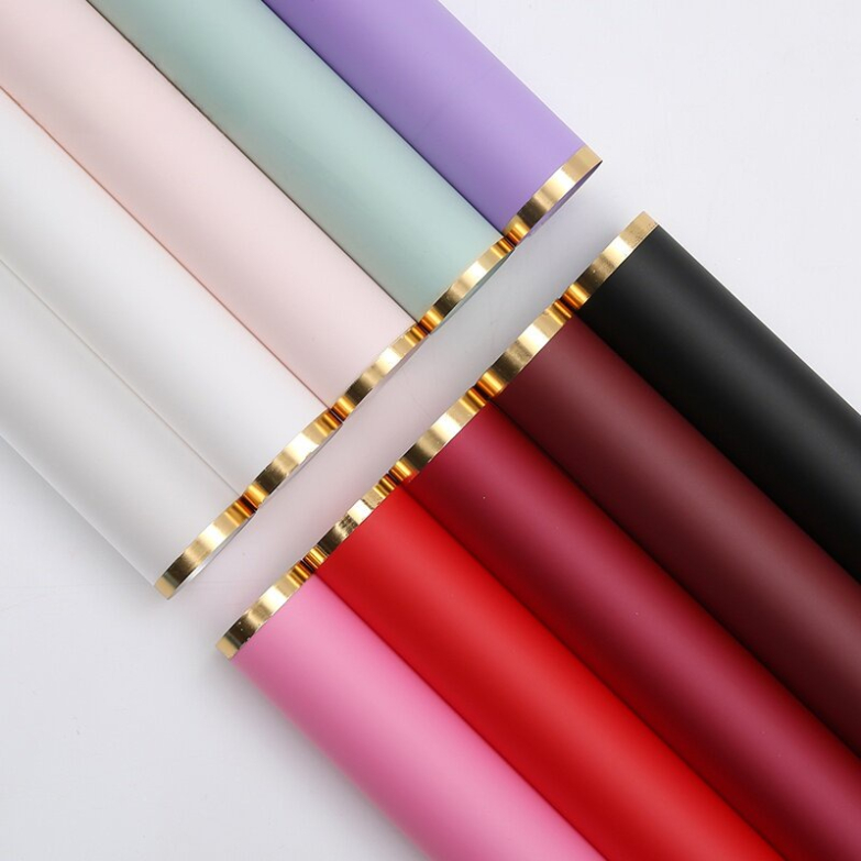 Shiny Gold Border Flower Wrapper With Sided Rose Gold Line For Bouquet ...