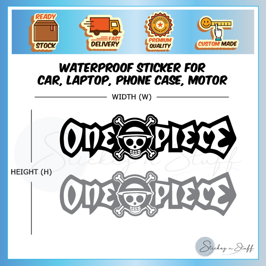 [D1] One Piece Logo Sticker Reflective Stiker Mugiwara Strawhat Luffy ...
