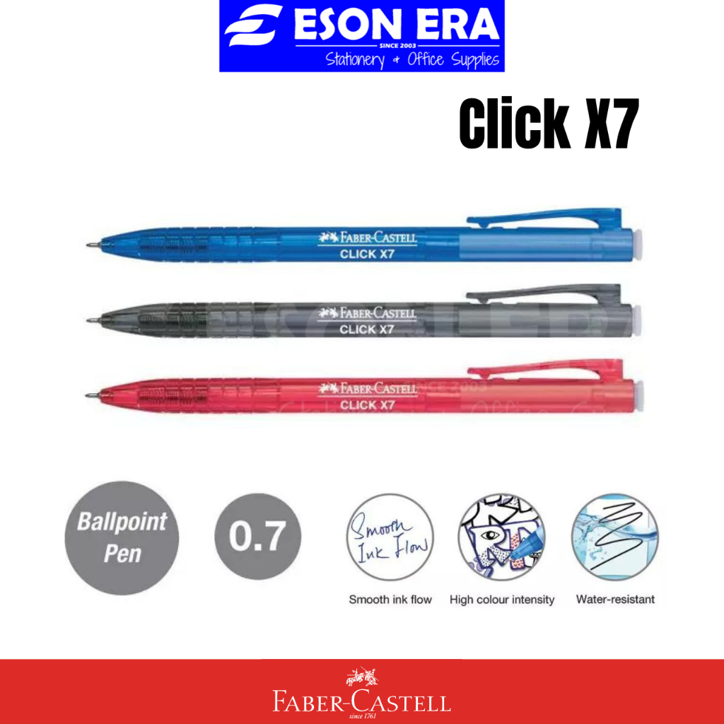 Faber-Castell Click X Ball Pen Retractable (60pcs/box) Click X5 0.5mm / Click X7 0.7mm Bundle ...