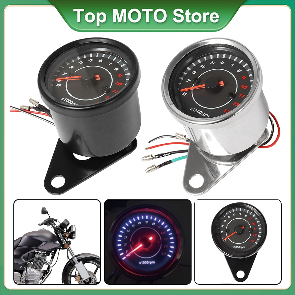 DC 12V Universal Motorcycle Tachometer Electronic Tach Meter ...