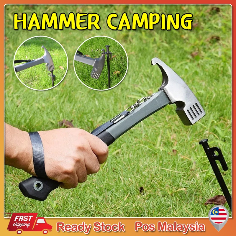 Multi-Usage Hammer Outdoor Camping Tent Peg 30cm Camp Stakes Flysheet ...