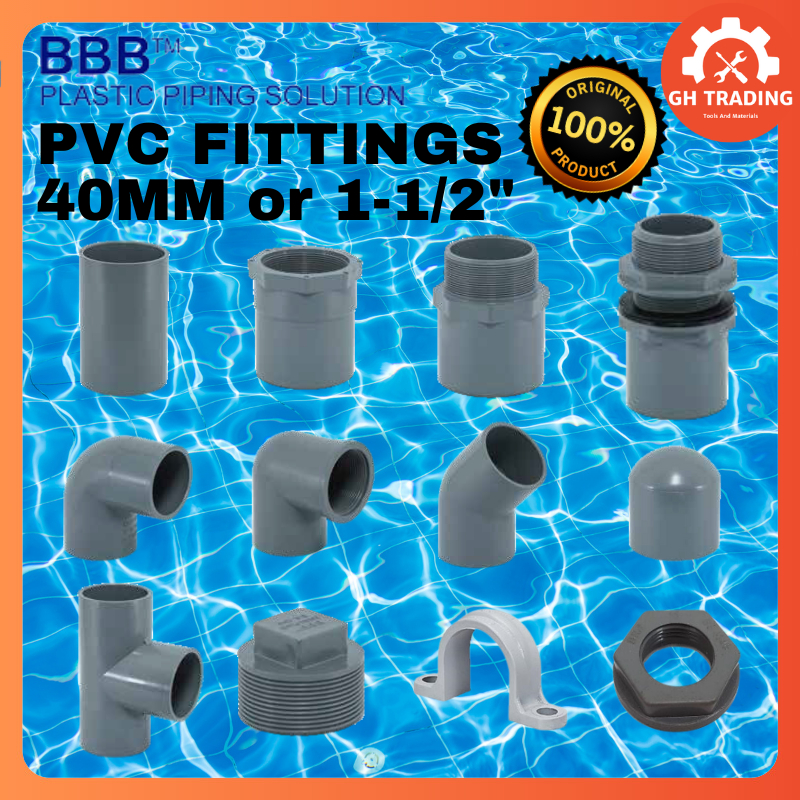 PVC Fitting 40mm 1-1/2" Socket Elbow 45 Tee PT Socket V Tank Connector ...