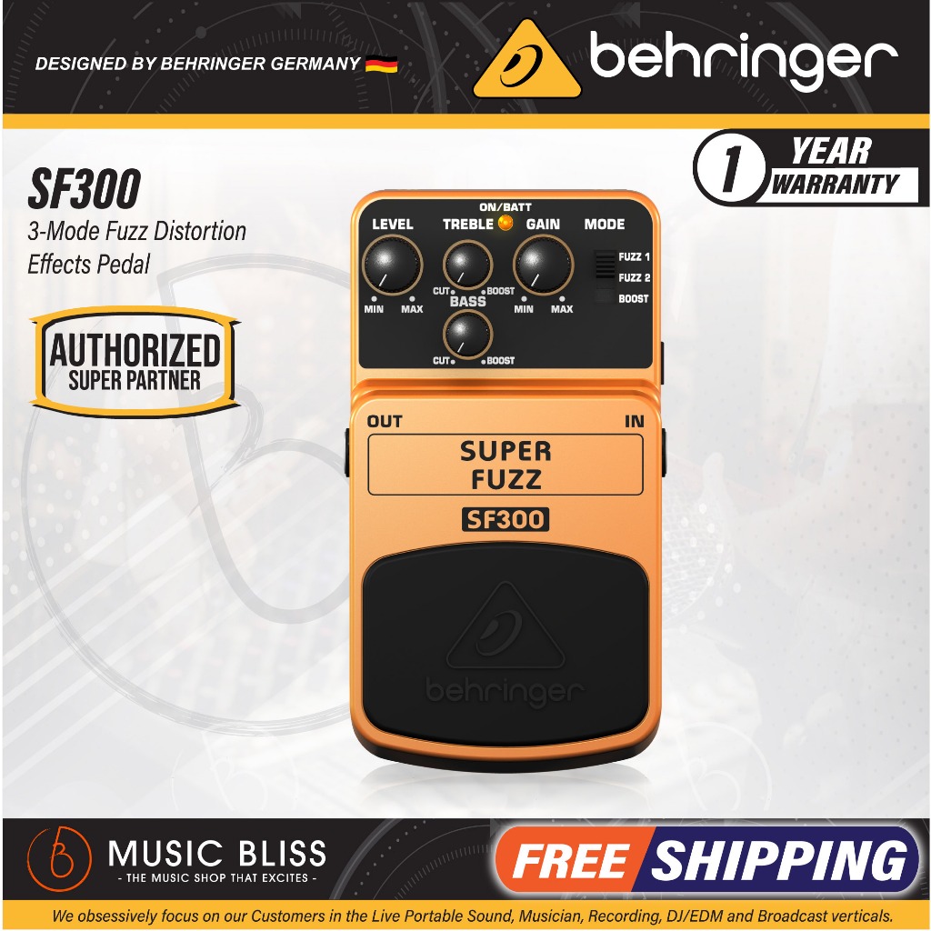 Behringer SF300 Super Fuzz Effects Pedal (SF-300 / SF 300) | Shopee ...