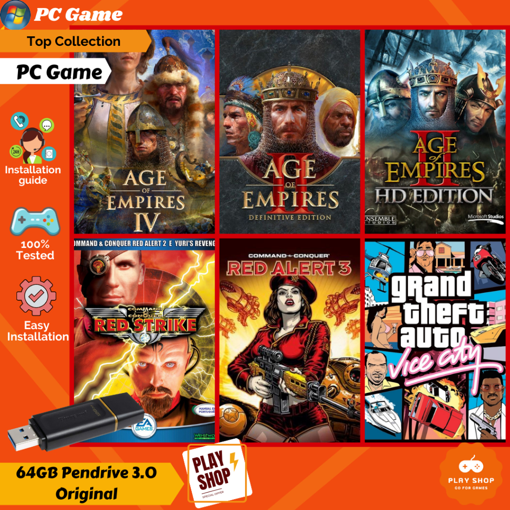 GTA Voice City | Age of empires collection| RED Alert 2 PC GAME 64GB ...