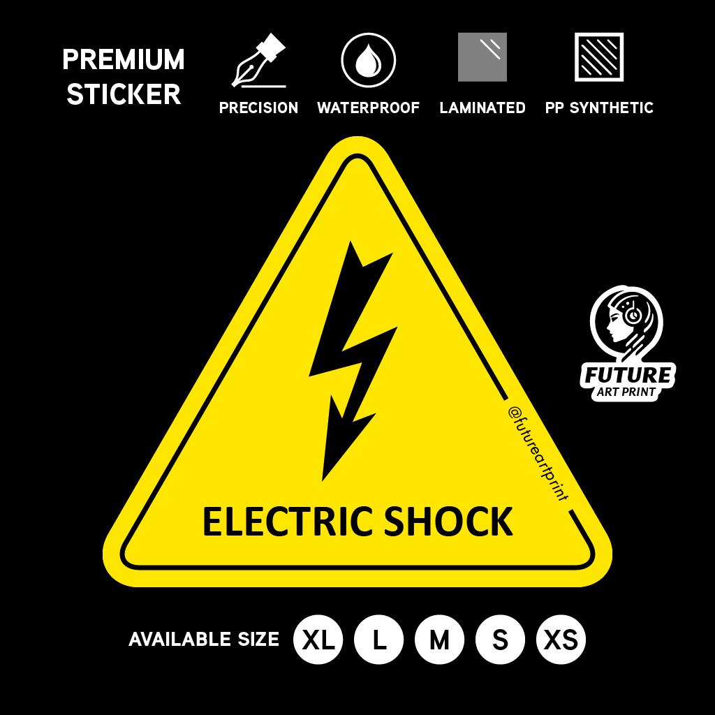 Electric Shock. Premium Triangle Sticker Sign Warning Caution Danger ...