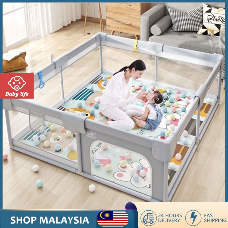 Baby Kids Playpen Safety Play Fence Playground Game Sturdy Guard Rail ...