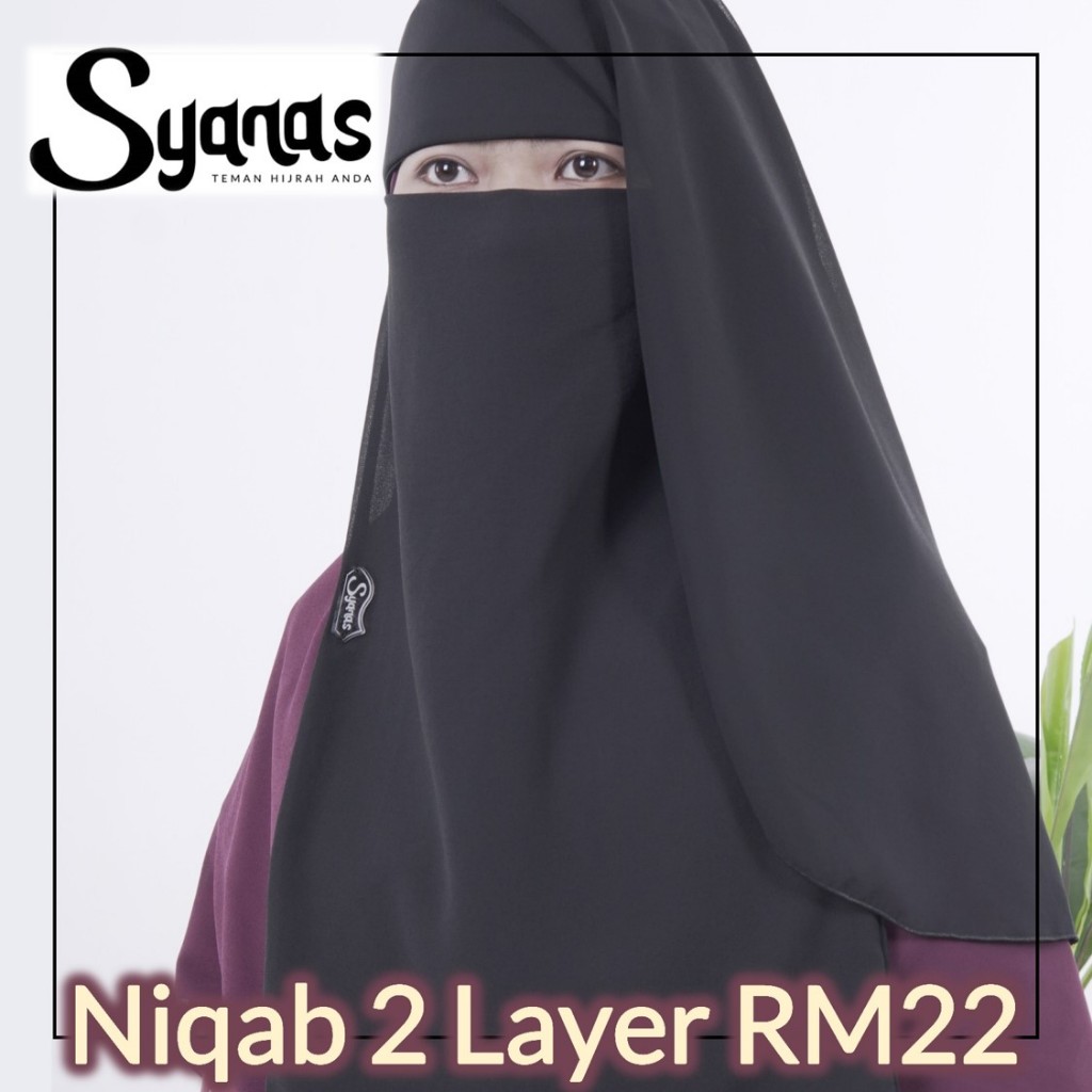 Niqab NINJA 2 LAYER SEDERHANA PETAK/CURVE BY SYANAS CANTIK COMFORTABLE ...