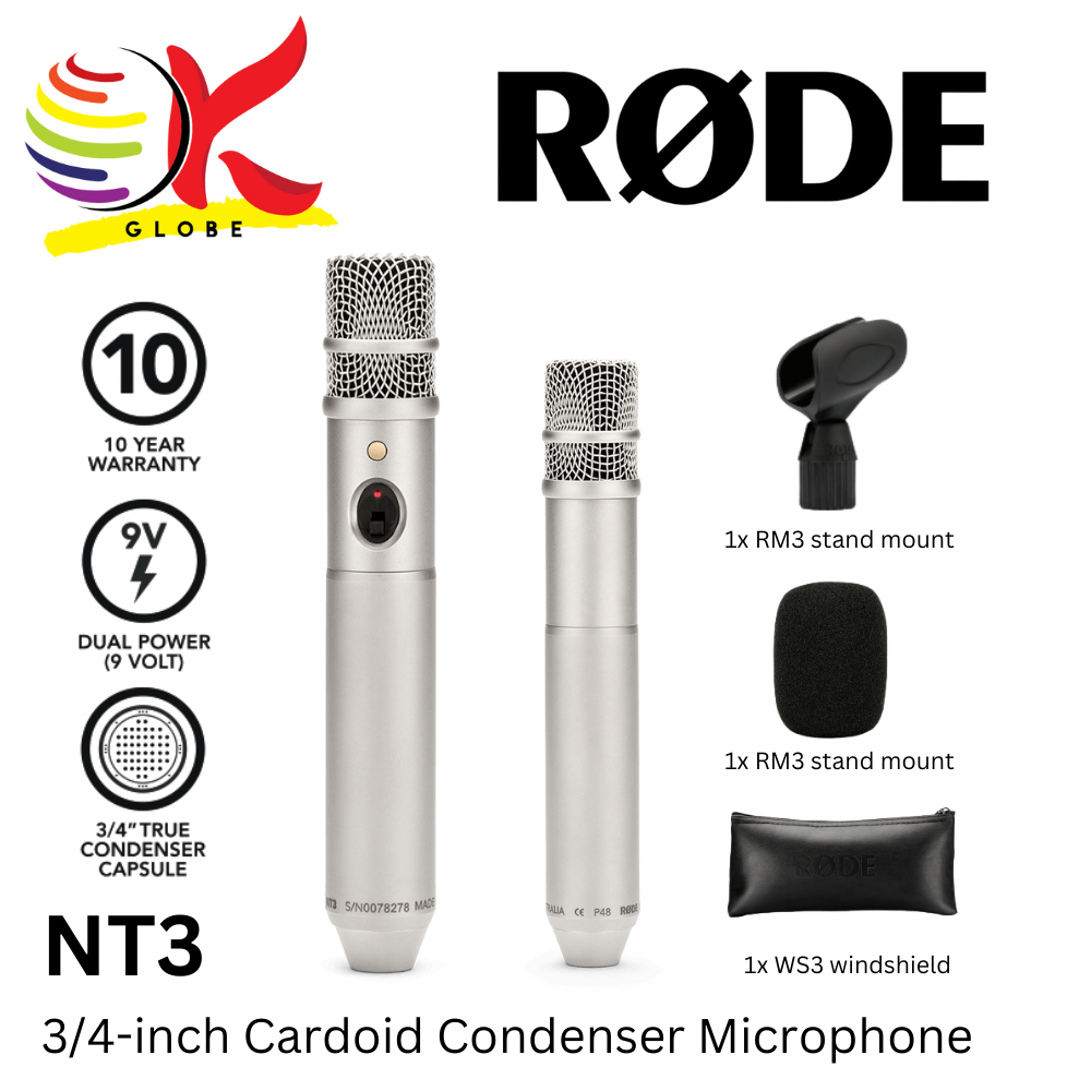 RODE NT3 3/4 INCH CARDOID CONDENSER MICROPHONE WITH INTRENAL CAPSULE SHOCK MOUNTING AND ALL ...