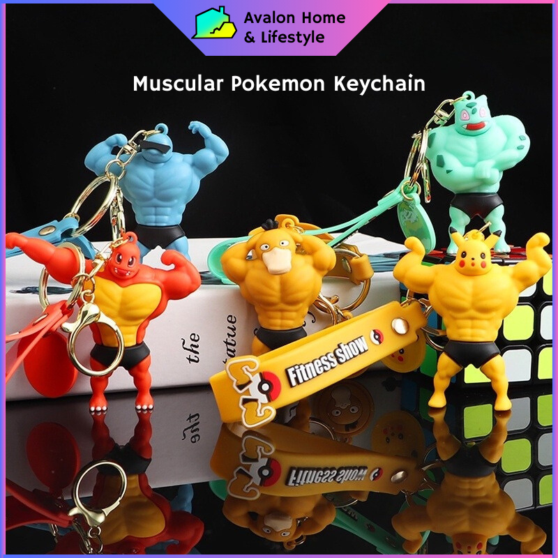 Muscular Pokemon Keychain Pikachu Charmander Cosplay Muscle Man ...
