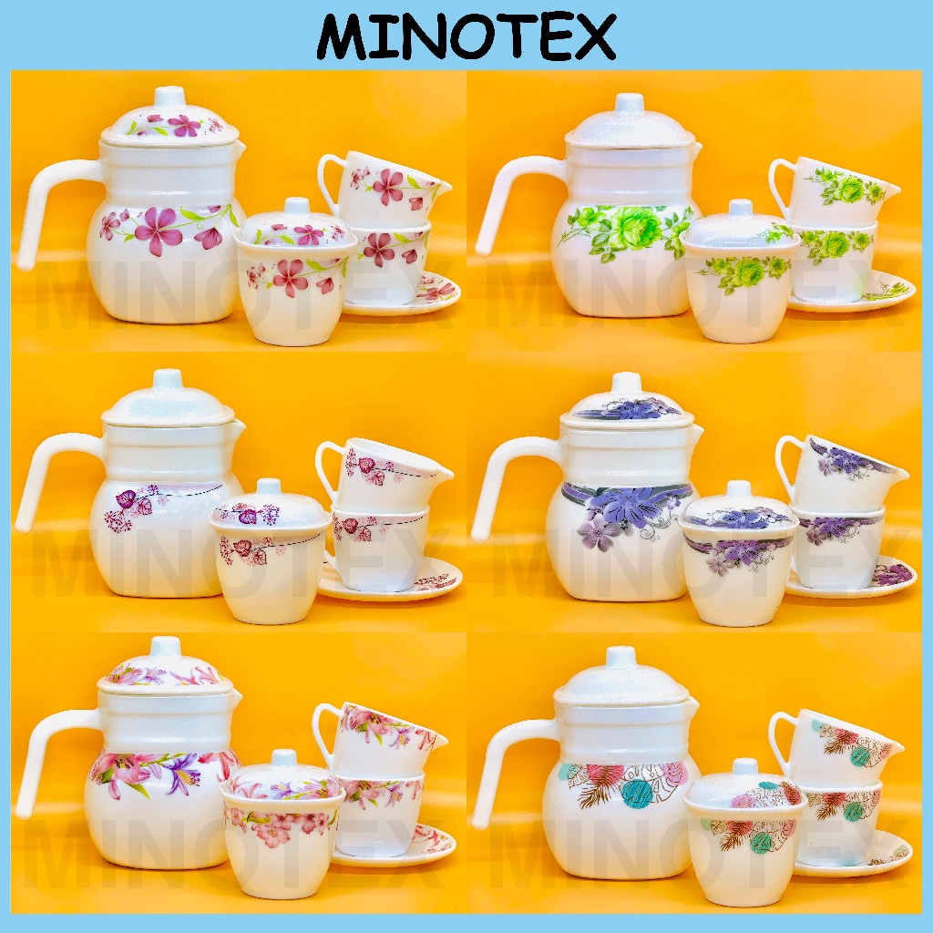 Set Cawan dan Teko Opal 17pcs / Tea Pot Set / Teko Air Panas Set Cawan ...