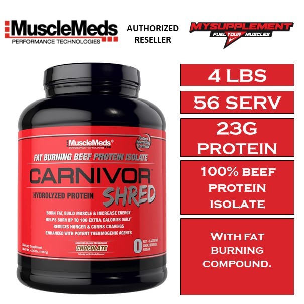 MuscleMeds Carnivor Shred Beef Isolate 4lbs Chocolate ( beef protein ...