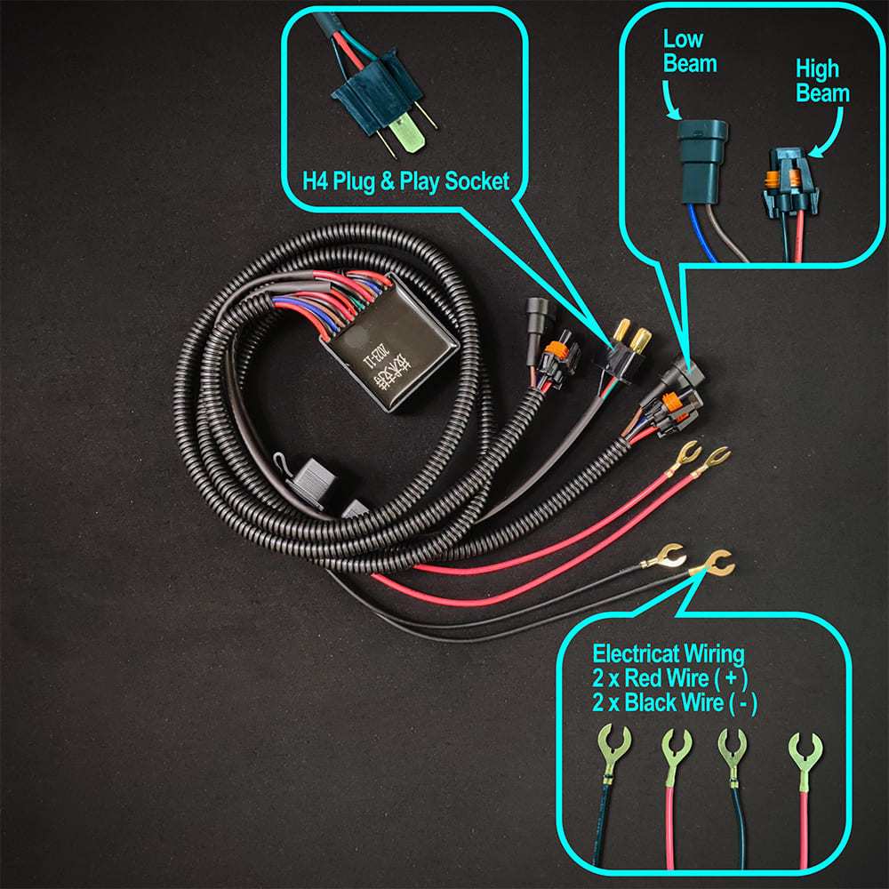 H4 CAR HEADLAMP/HEADLIGHT PROJECTOR WIRING SET (HEAVY DUTY ) | Shopee ...