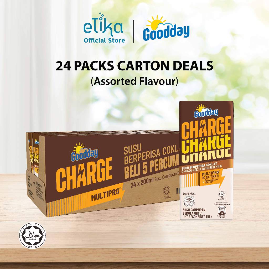 Goodday UHT Charge Chocolate Milk 6 packs/5+1 packs cluster x 200ml x 4 ...