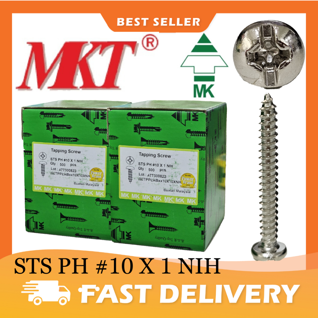 MK TAPPING SCREW PH 10 X 1 ” PAN HEAD (500 PCS) | Shopee Singapore