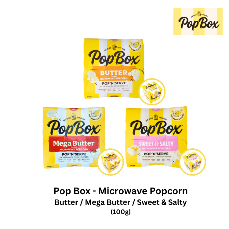 Pop Box Microwave Popcorn - Butter/ Mega Butter Flavour / Sweet & Salty ...