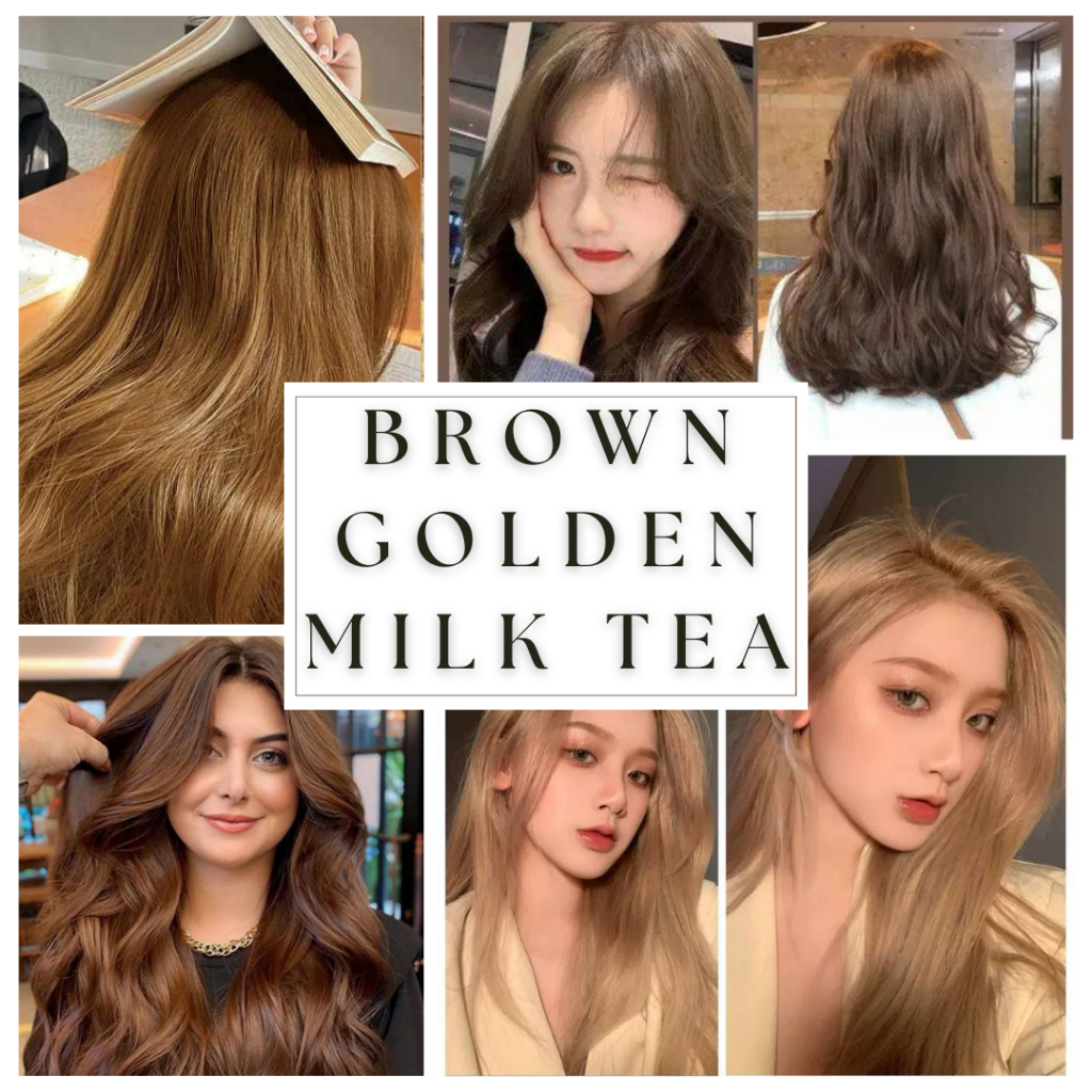 Brown Milk Tea Blonde Golden Hair Colour Dye Cream Permanent FREE ...