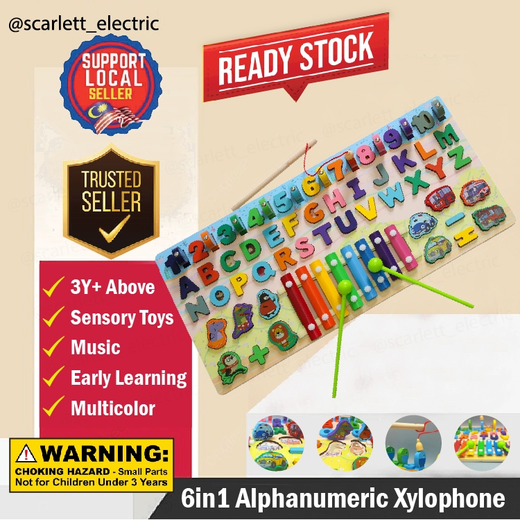 6in1 Alphanumeric Play The Piano with Xylophone Montessori Educational ...