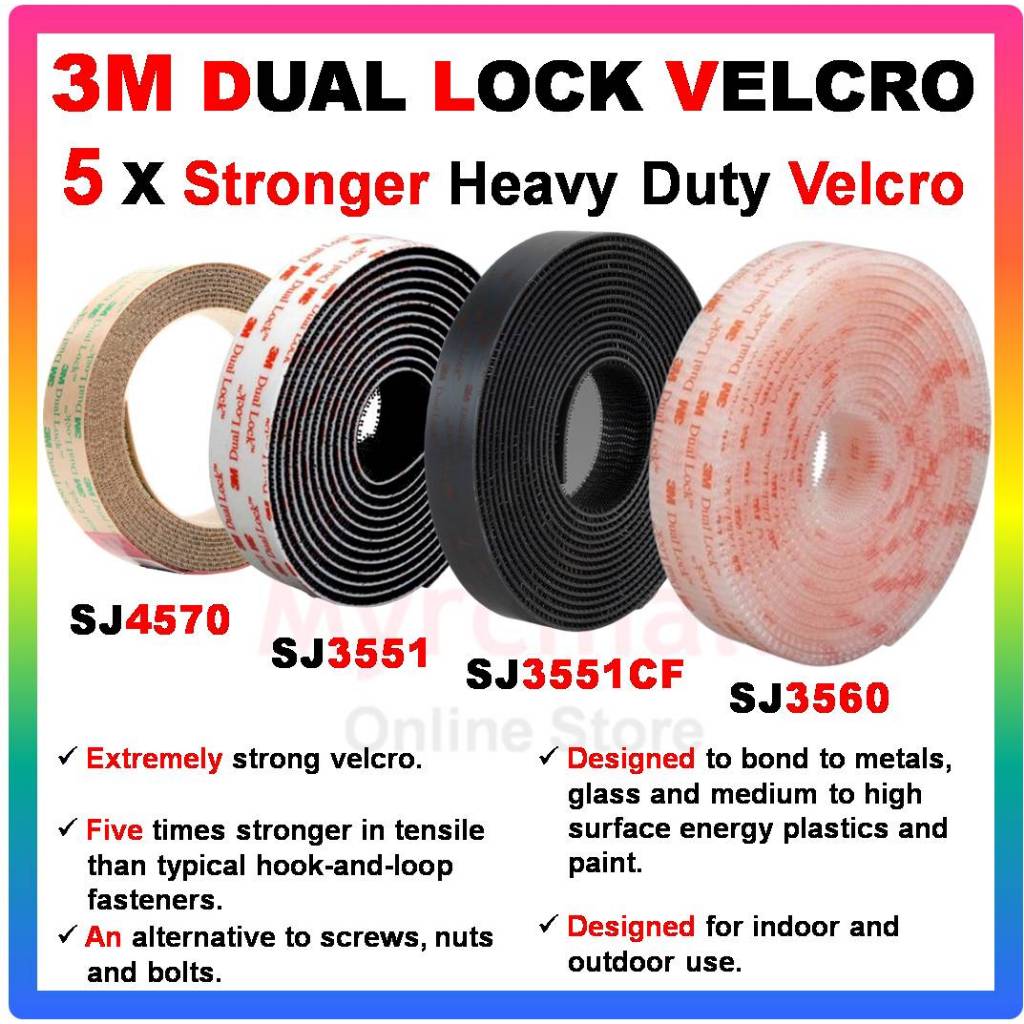 3M SJ3551 SJ3560 SJ4570 Dual Lock Heavy Duty Velcro Tape Adhesive ...