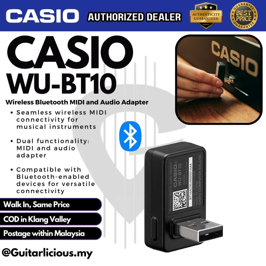 Casio WU-BT10 Wireless Bluetooth MIDI and Audio Adapter ( WU-BT-10 / WU ...