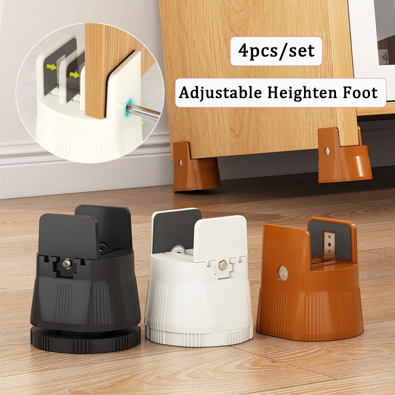 4Pcs Adjustable Increase Table Height Foot Pad Furniture Legs ...